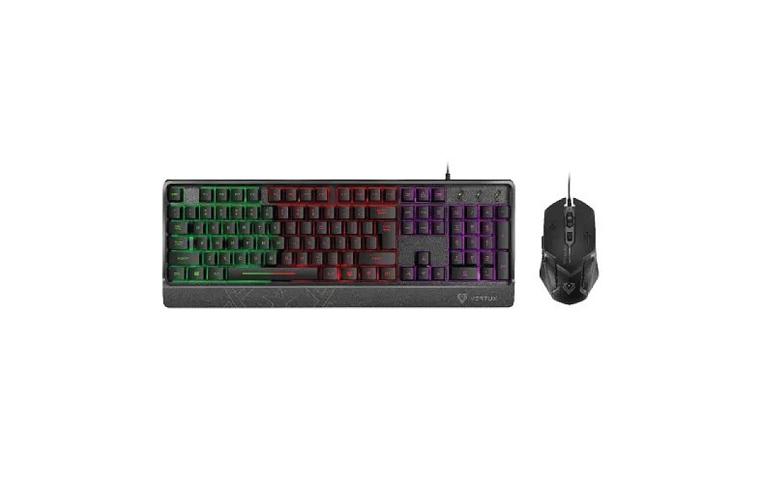 Vertux Orion Backlit Ergonomic Wired Gaming Keyboard & Mouse Combo ...